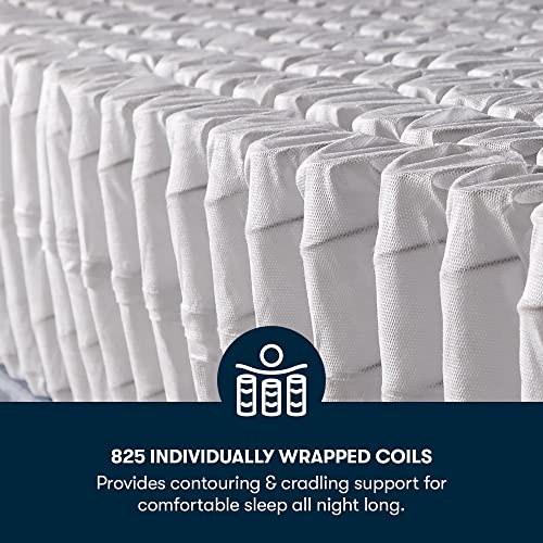Serta Perfect Sleeper 11 Inch Queen Gel Memory Foam Hybrid Mattress, Medium, USA Built, 100-Night Trial, CertiPUR-US Certified - Tranquil Wave, White and Light Blue