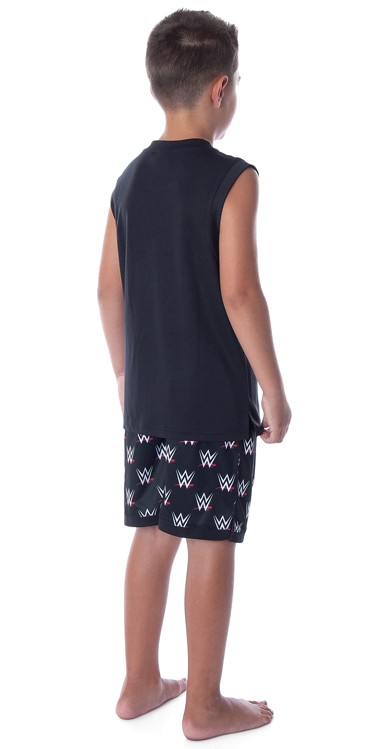 INTIMO WWE Boys' World Wrestling Entertainment Logo Tank Short Pajama Set (10/12) Black