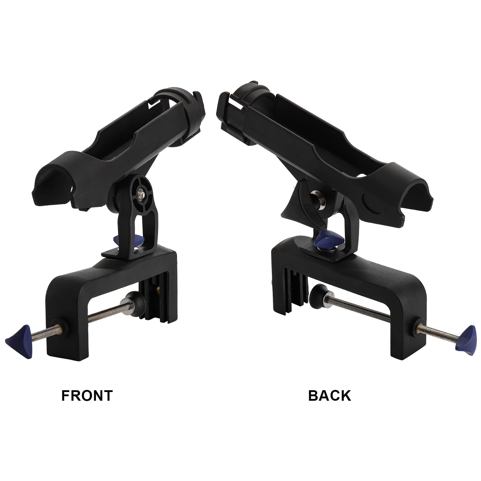 ZENFUN 2 Pack Fishing Boat Rods Holder, 360 Degree Rotation Adjustable Power Lock Fishing Rods Racks, Large Clamp Opening Folding Rod Holder for Canoe, Kayaks, Easy Installation, Bonus Screws