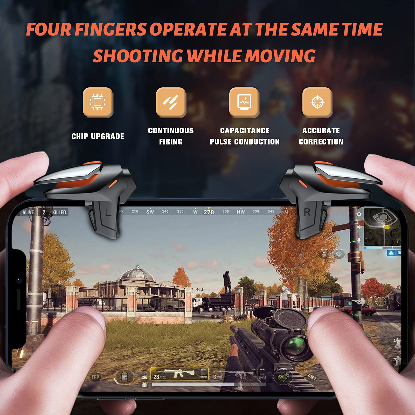 Newseego for PUBG Game Controller Trigger, [1 Pair] New Version Smart Phone Game Controller Gamepad Large Thickness, Sensitive Aim & Shoot PUBG Triggers for iOS/Android-Black.