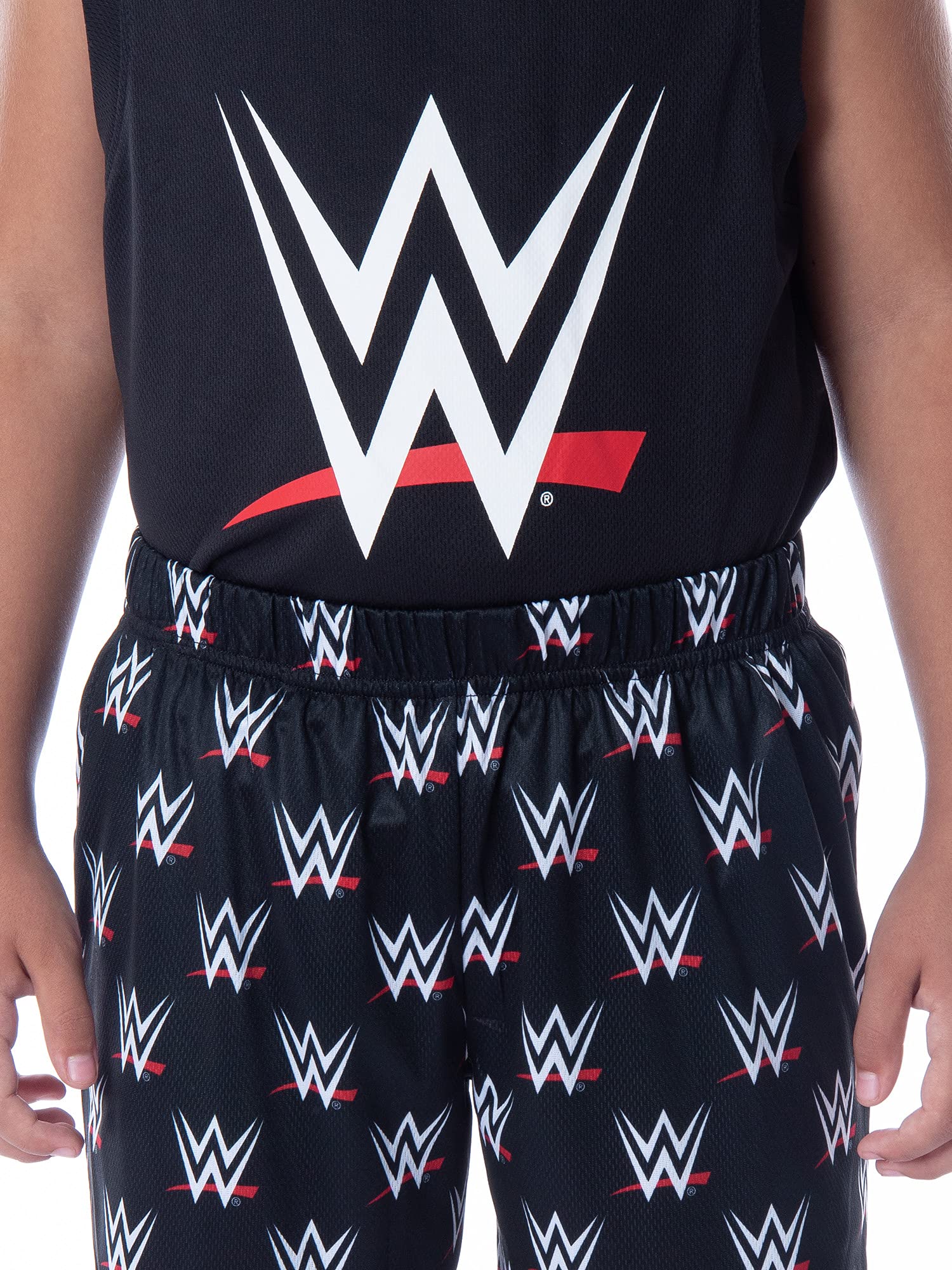 INTIMO WWE Boys' World Wrestling Entertainment Logo Tank Short Pajama Set (10/12) Black