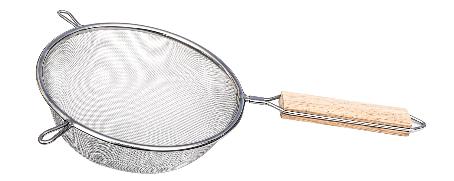 Weymier Fine Mesh Strainers For Kitchen, Stainless Steel Mesh Strainers With Wood Handles,Set of 3 Sizes: 4.9"，6.3"and 7.9"
