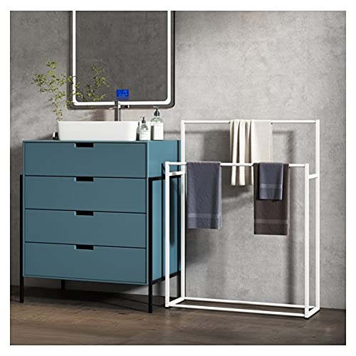 -Shelf Balcony Bathroom Floor Standing Towel Rack,Metal Free Standing Towel Ladder Holder,Towel Bar Stand Storage for Bathroom,Kitchen,Bedroom/White/70 * 22 * 100Cm