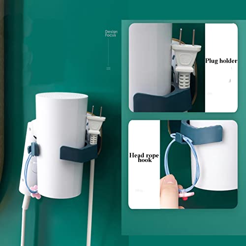 CARURLIFF Hair Dryer Holder Wall Mounted Blower Holder Bathroom Organizer Hair Dryer Wall Mount Holder Arm (Blue)