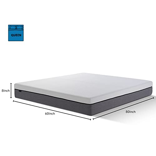 BAENIGHT Gel Memory Foam Mattress ，8 Inch High Rebound Effect Mattress for Relieving Body Pressure，Medium Firm Affordable Bed Mattresses with Replaceable Cover with Zipper (Queen (U.S. Standard))