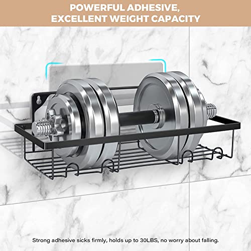 APPBYER Adhesive Shower Caddy Shelf with 14 Hooks Organizer Rack(3 Pack) & 1 Soap Dish,Bathroom Shower Shelves Wall Mounted Shower Rack Bathroom Organizer - No Drilling for Home Inside