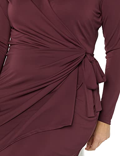 Amazon Essentials Women's Long Sleeve Classic Wrap Dress (Available in Plus Size), Burgundy, Small