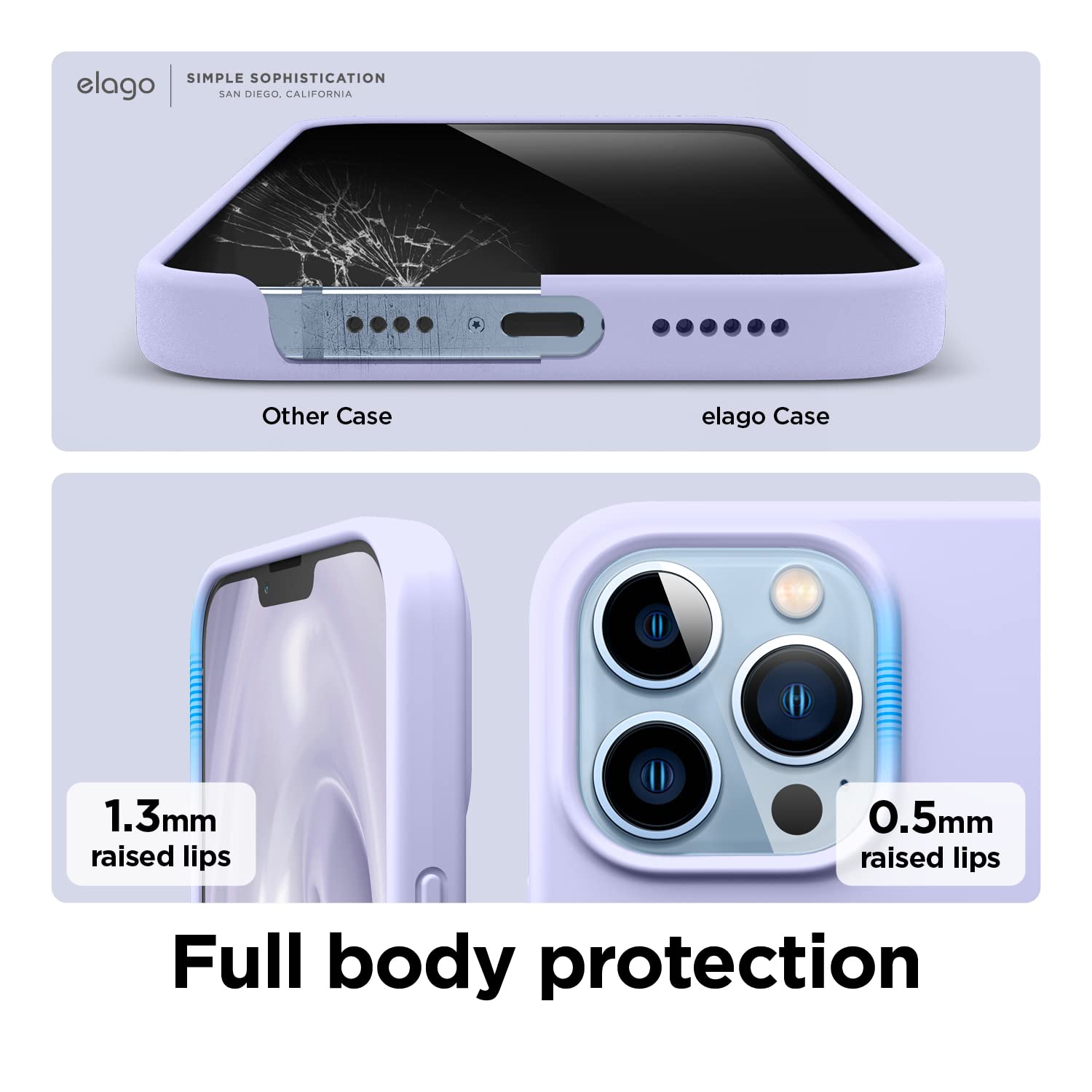 elago Liquid Silicone Case Compatible with iPhone 13 Pro Max (6.7 inches), Premium Silicone Case, Full Protection Case – Shockproof Cover with 3 Structure (Mauve) Purple
