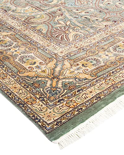 One of a Kind Hand Made Mogul Traditional Light Gray Area Rug Carpet Living Room Bedroom Dining Room 8 x 10