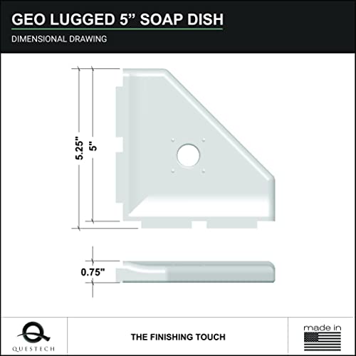 Questech Décor 8 Inch Corner Shower Shelf and 5 Inch Shower Caddy Soap Dish, Geo Lugged Back for New Construction, Wall Mounted Bathroom Shower Organizer, White Polished
