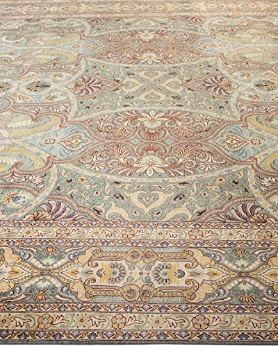 One of a Kind Hand Made Mogul Traditional Light Gray Area Rug Carpet Living Room Bedroom Dining Room 8 x 10