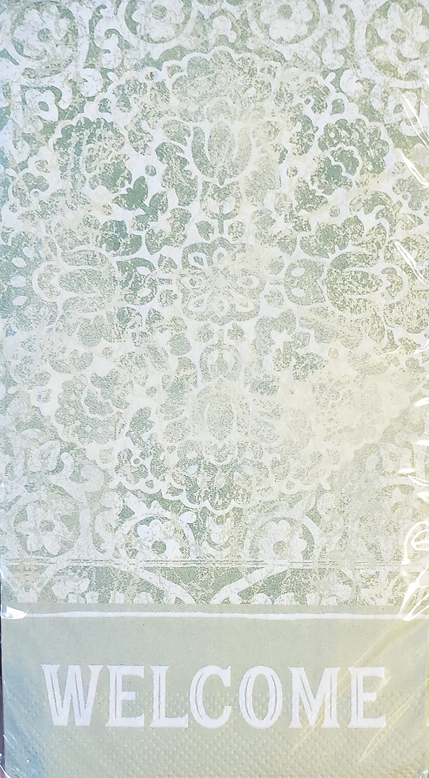 Nantucket Grainhouse Warm Welcome Sage Green and CreamWatercolor Stamped Floral Design Guest Hostess Dinner Paper Napkin, 4.25" x 7.75" folded, 20 count, 2 ply