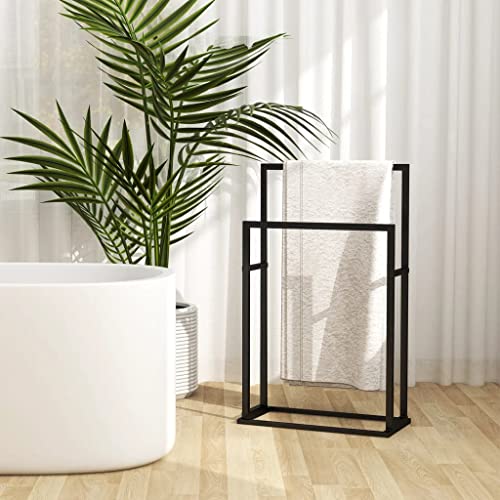 FAMIROSA Freestanding Towel Rack Black 18.9"x9.4"x30.9" Iron ( Weight: 4.59 lbs)