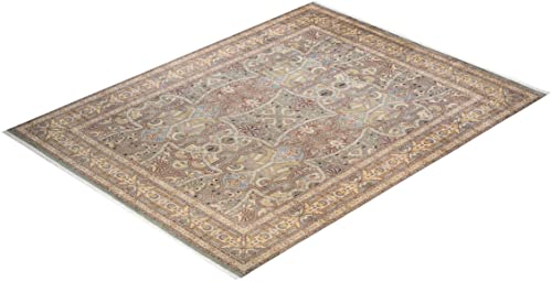 One of a Kind Hand Made Mogul Traditional Light Gray Area Rug Carpet Living Room Bedroom Dining Room 8 x 10