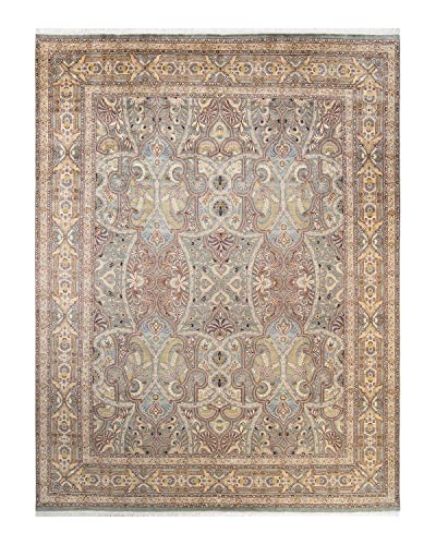 One of a Kind Hand Made Mogul Traditional Light Gray Area Rug Carpet Living Room Bedroom Dining Room 8 x 10