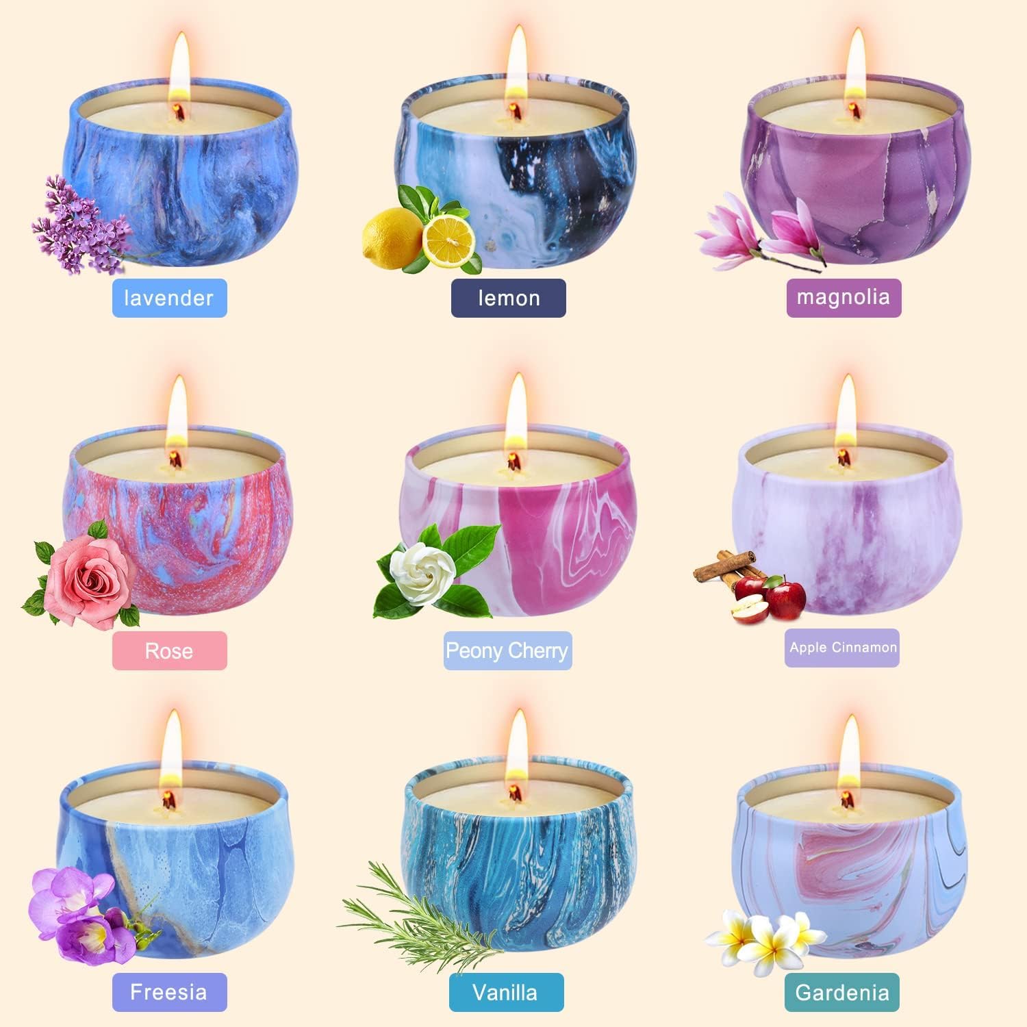 Furnizone Candles Gift Set for Women, Mothers Day Gifts for Mom from Daughter, Aromatherapy Soy Candles Pack, Mini Candle Set, Bulk Gift Sets for Mom Birthday Teachers Day, 9 Pack