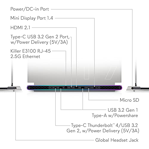 Alienware X17 R1, 17.3 inch FHD 360Hz Non-Touch Gaming Laptop - Intel Core i7-11800H, 32GB DDR4 RAM, 1TB SSD, NVIDIA GeForce RTX 3080 16GB GDDR6, Windows 11 Home - Lunar Light