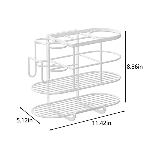 dpityserensio Hair Dryer Holder, Hair Tool Organizer, Wall Mount Metal Iron Blow Dryer Organizer, Bathroom Organizer Rack, Storage Basket for Comb, Curling Wands, Flat Irons (white)
