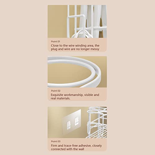 dpityserensio Hair Dryer Holder, Hair Tool Organizer, Wall Mount Metal Iron Blow Dryer Organizer, Bathroom Organizer Rack, Storage Basket for Comb, Curling Wands, Flat Irons (white)