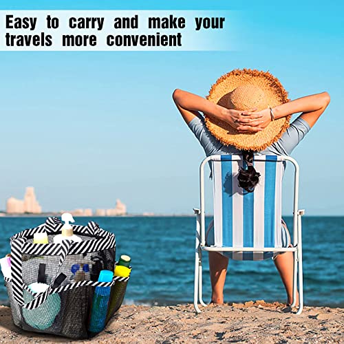 Reofrey Mesh Shower Caddy, Hanging Portable Shower Caddy Organizer Tote, with 8 Mesh Storage Pockets, for College Dorm, Travel, Gym, Camping(black)