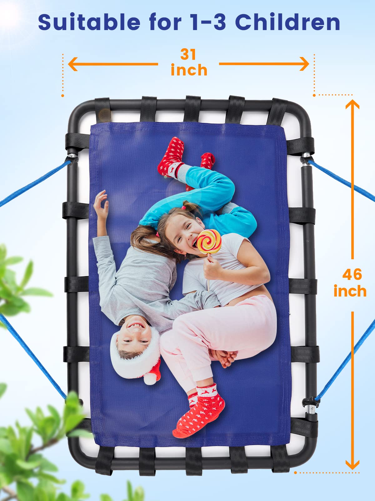 FUNJUMP Platform Tree Swing for Kids and Adults, Waterproof, Padded Steel Frame, Adjustable Ropes, 46" L x 31" W, Holds up to 700 lbs.