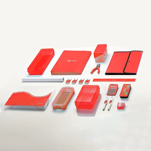 Calculator Red, Basic Small Solar and Battery Operated, Large Display Four Function, Auto Powered Handheld Calculator School and Kids Available in Green, Blue, Purple, Grey, Pink, 1 PK – by Enday