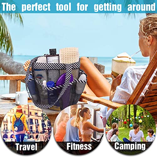 Reofrey Mesh Shower Caddy, Hanging Portable Shower Caddy Organizer Tote, with 8 Mesh Storage Pockets, for College Dorm, Travel, Gym, Camping(black)
