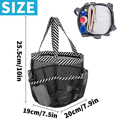 Reofrey Mesh Shower Caddy, Hanging Portable Shower Caddy Organizer Tote, with 8 Mesh Storage Pockets, for College Dorm, Travel, Gym, Camping(black)