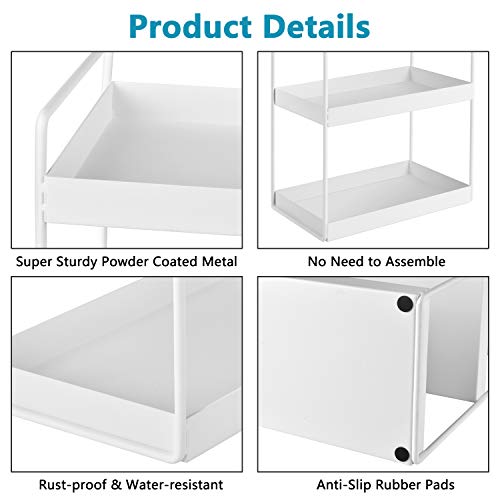 3-Tier Bathroom Countertop Organizer Vanity Tray Cosmetic & Makeup Storage Kitchen Spice Rack Standing Shelf, White
