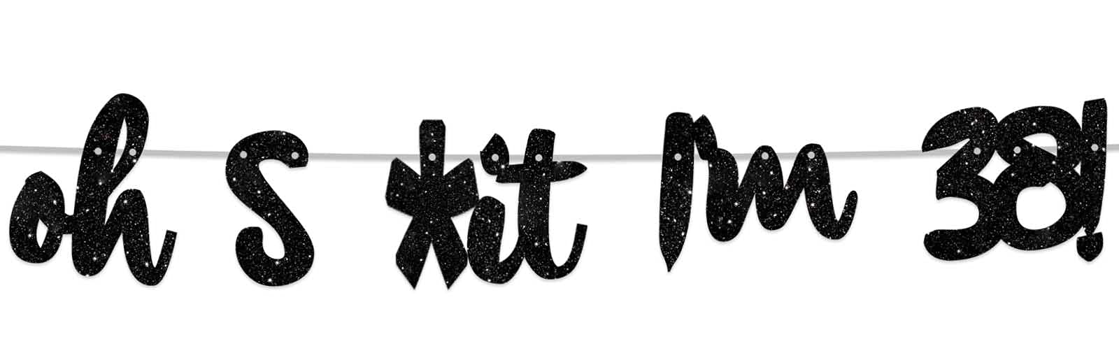 Oh I’m 38! Banner Backdrop Glitter Black Hallo Thirty Eight Cheers to 38 Years Old Theme Decor for Man Woman Happy 38th Birthday Party Photo Studio Prop Kit Flag Decorations Favors Supplies