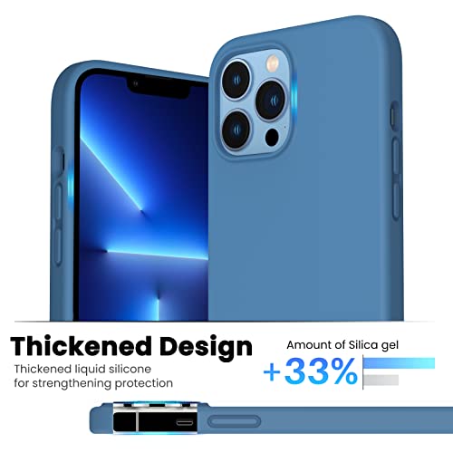 ORNARTO Shockproof Liquid Silicone Designed for iPhone 13 Pro Max Case 6.7", Gel Rubber Comprehensive Protection Anti-Shock Cover Case Drop Protection 6.7inch-Blue