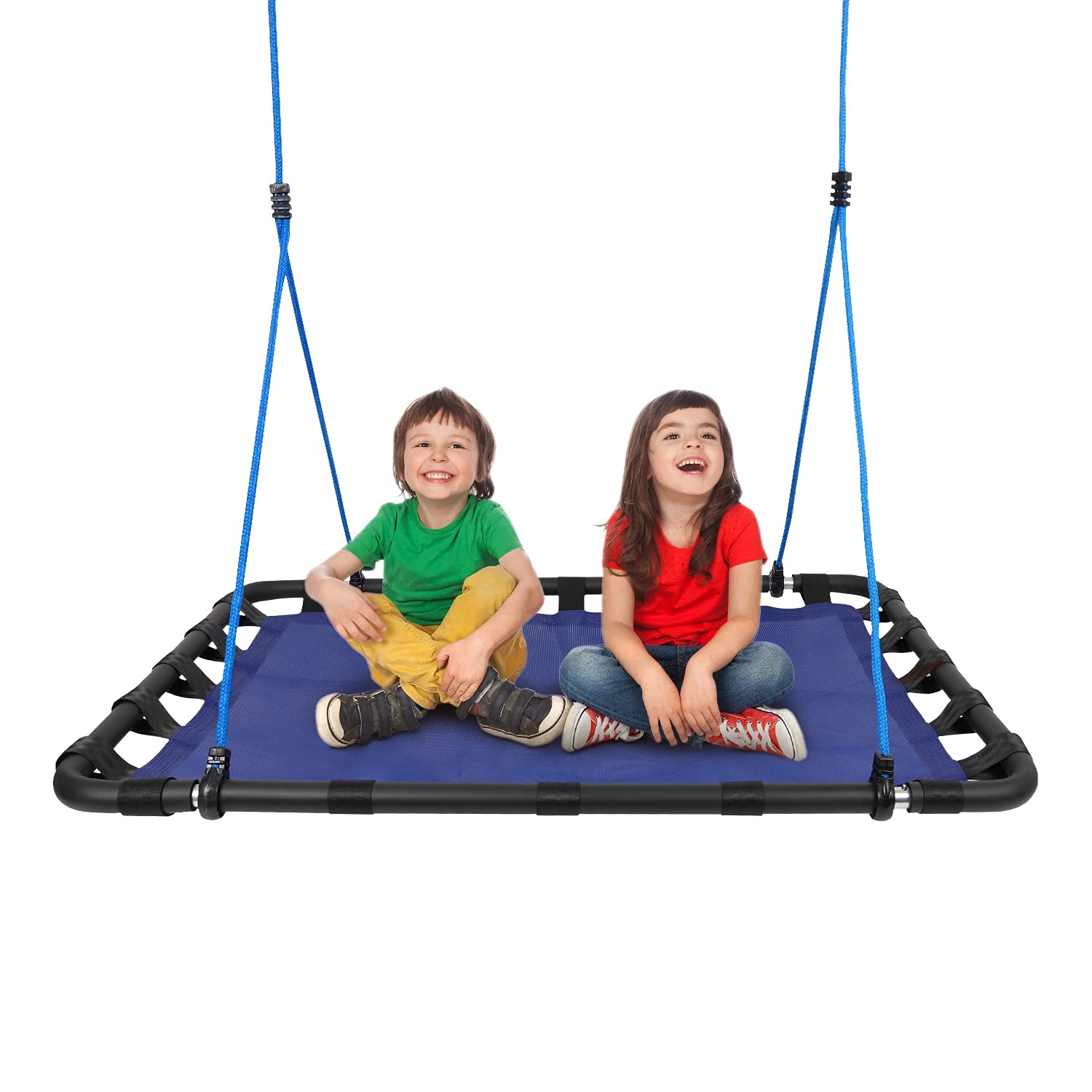 FUNJUMP Platform Tree Swing for Kids and Adults, Waterproof, Padded Steel Frame, Adjustable Ropes, 46" L x 31" W, Holds up to 700 lbs.