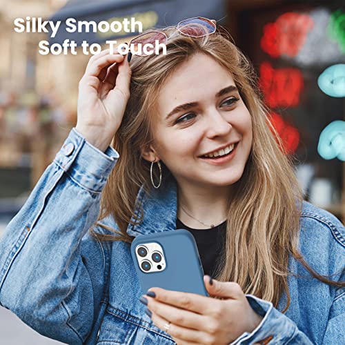 ORNARTO Shockproof Liquid Silicone Designed for iPhone 13 Pro Max Case 6.7", Gel Rubber Comprehensive Protection Anti-Shock Cover Case Drop Protection 6.7inch-Blue