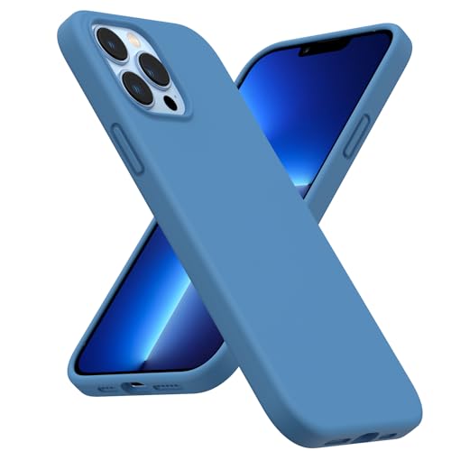 ORNARTO Shockproof Liquid Silicone Designed for iPhone 13 Pro Max Case 6.7", Gel Rubber Comprehensive Protection Anti-Shock Cover Case Drop Protection 6.7inch-Blue