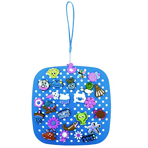 Shoe Charms Organizer_Shoes Hanging Jewelry Holder for Croc Charms ,Portable Roll Storage Bag Wall Mounted Hanging Display Stand (black&blue) (S AND R)