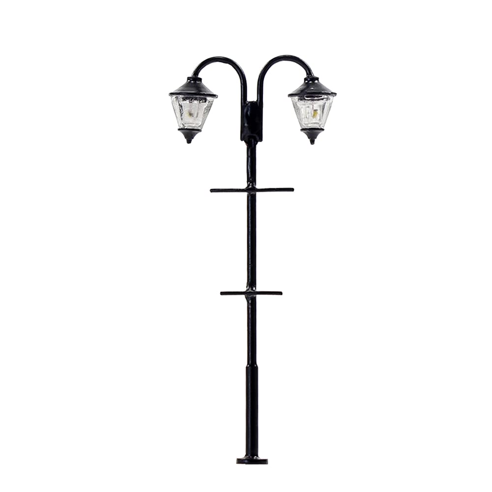 LYM59 5pcs Model Railway Street Lgiht Lamppost Lamp HO Scale 65mm or 2.56inch Two-Heads LEDs