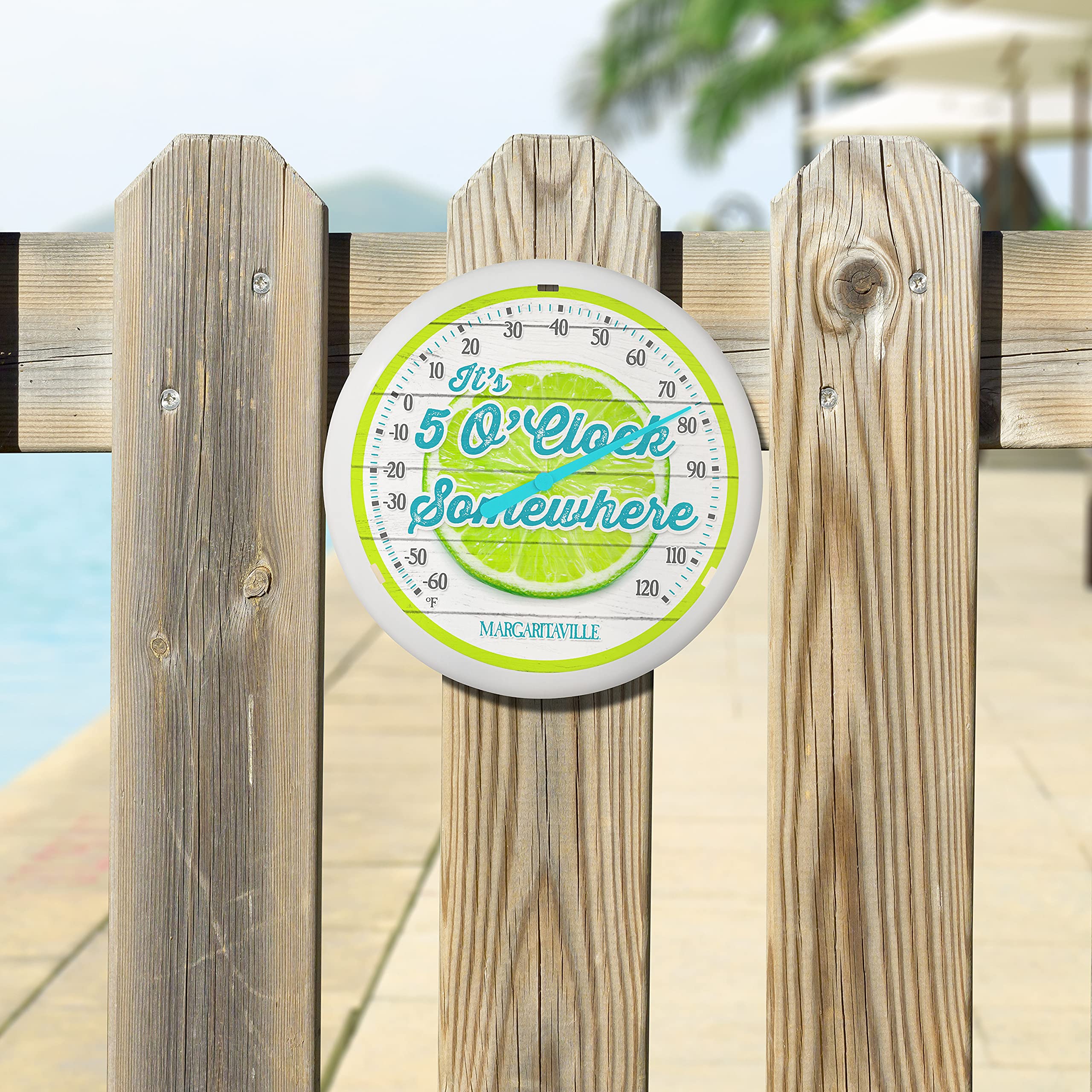 La Crosse 5 O'Clock Somewhere 13.25-inch Cheeseburger in Paradise Margaritaville Analog Dial Thermometer, Multi