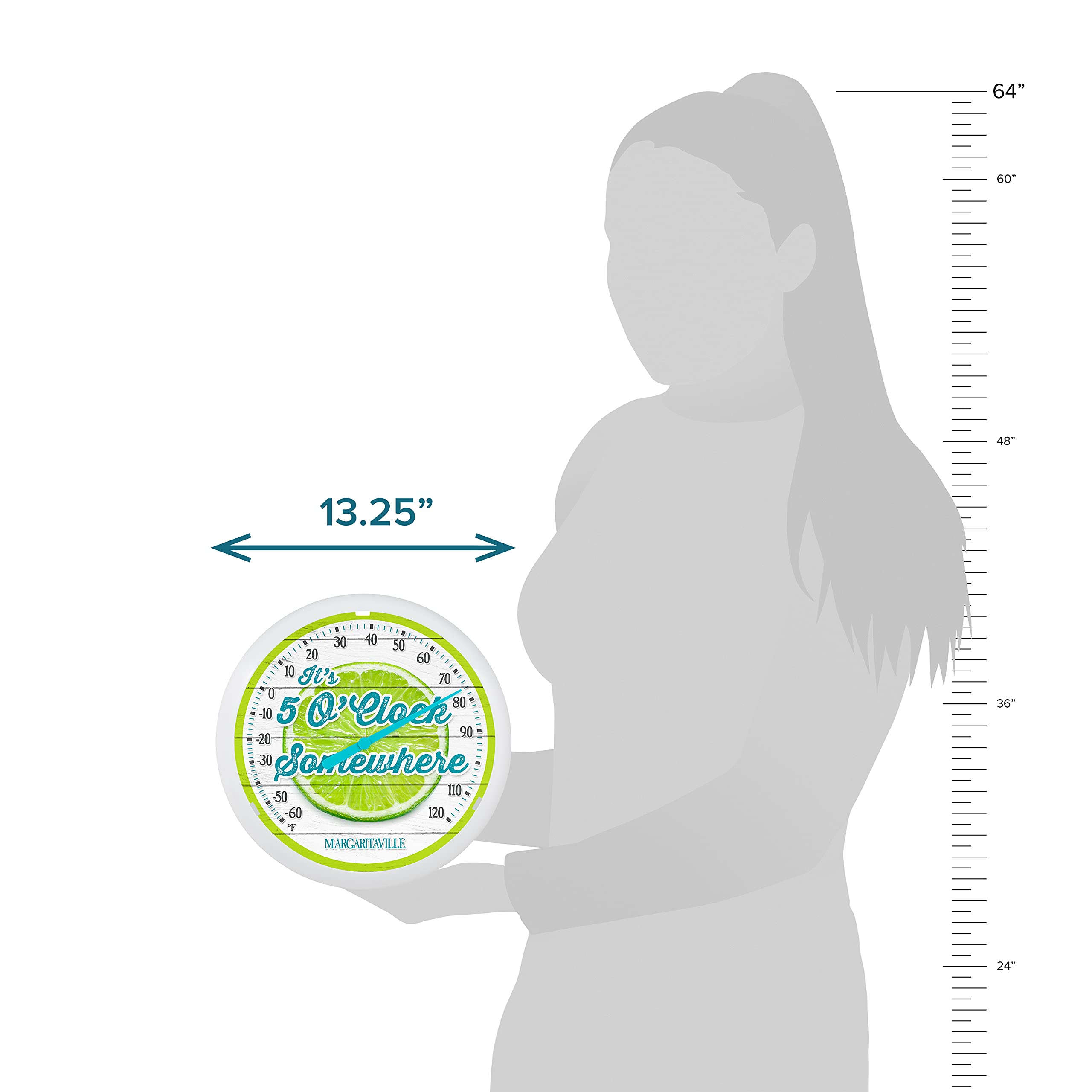 La Crosse 5 O'Clock Somewhere 13.25-inch Cheeseburger in Paradise Margaritaville Analog Dial Thermometer, Multi