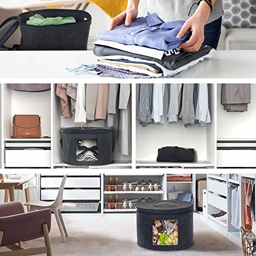 Affogato Hat Box, Hat Storage Box for Women & Men, Travel Hat Box with Handle and Hook, Stackable Felt Cowboy Hat Box with Dust-proof Lid for Clothes Stuffed Animal Toy Storage Travel Bag