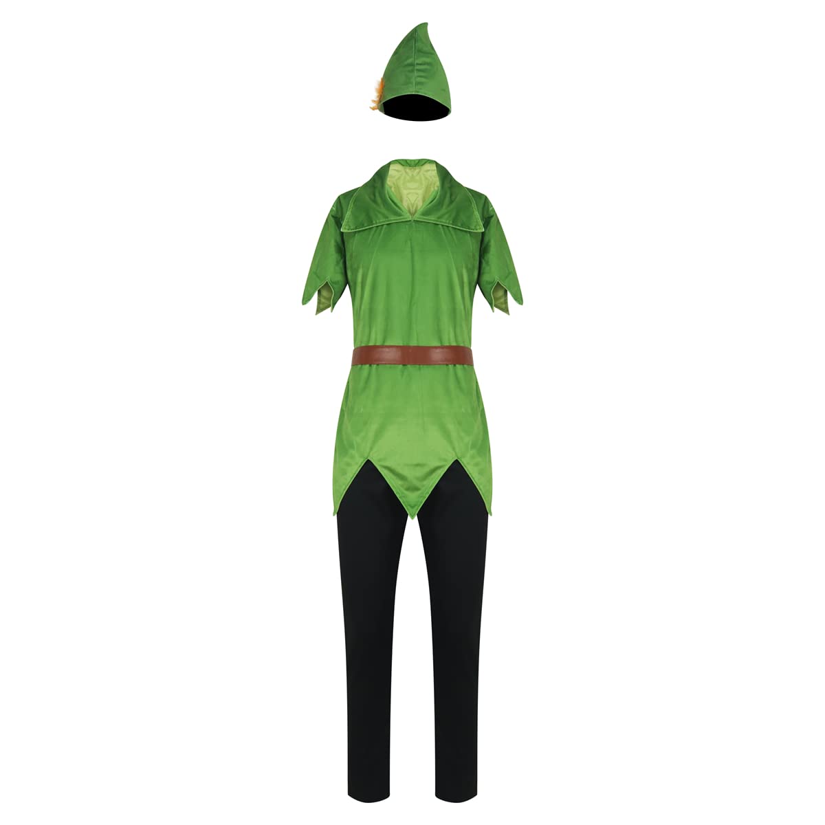 LILLIWEEN Peter Pan Costume Elf Outfit Halloween Cosplay Suit for Men Women 2XL