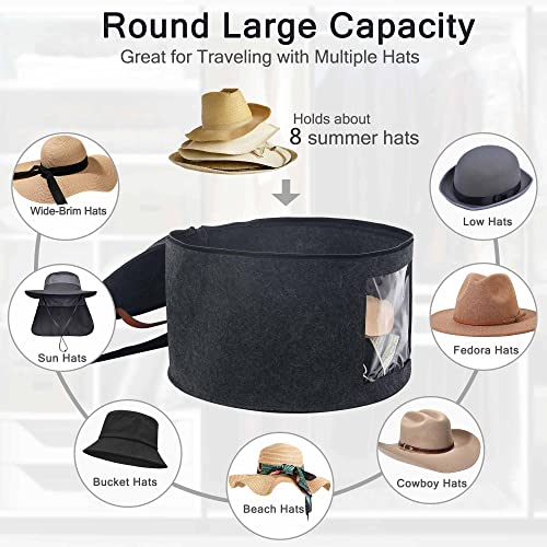 Affogato Hat Box, Hat Storage Box for Women & Men, Travel Hat Box with Handle and Hook, Stackable Felt Cowboy Hat Box with Dust-proof Lid for Clothes Stuffed Animal Toy Storage Travel Bag