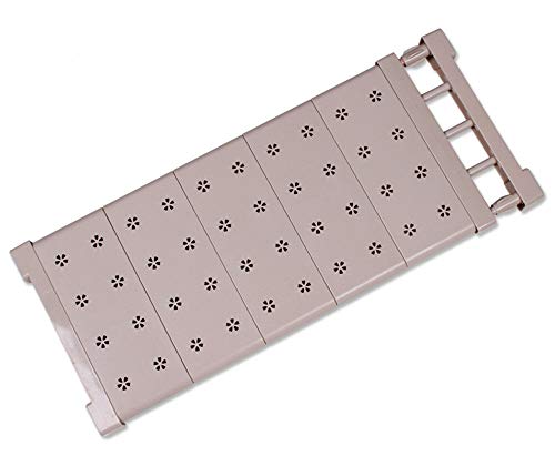 Ifever Adjustable Closet Tension Rod Shelf Expandable Organizer Divider Separator for Cabinet Wardrobe Cupboard Kitchen Bathroom (Beige, 11-15 Inch)