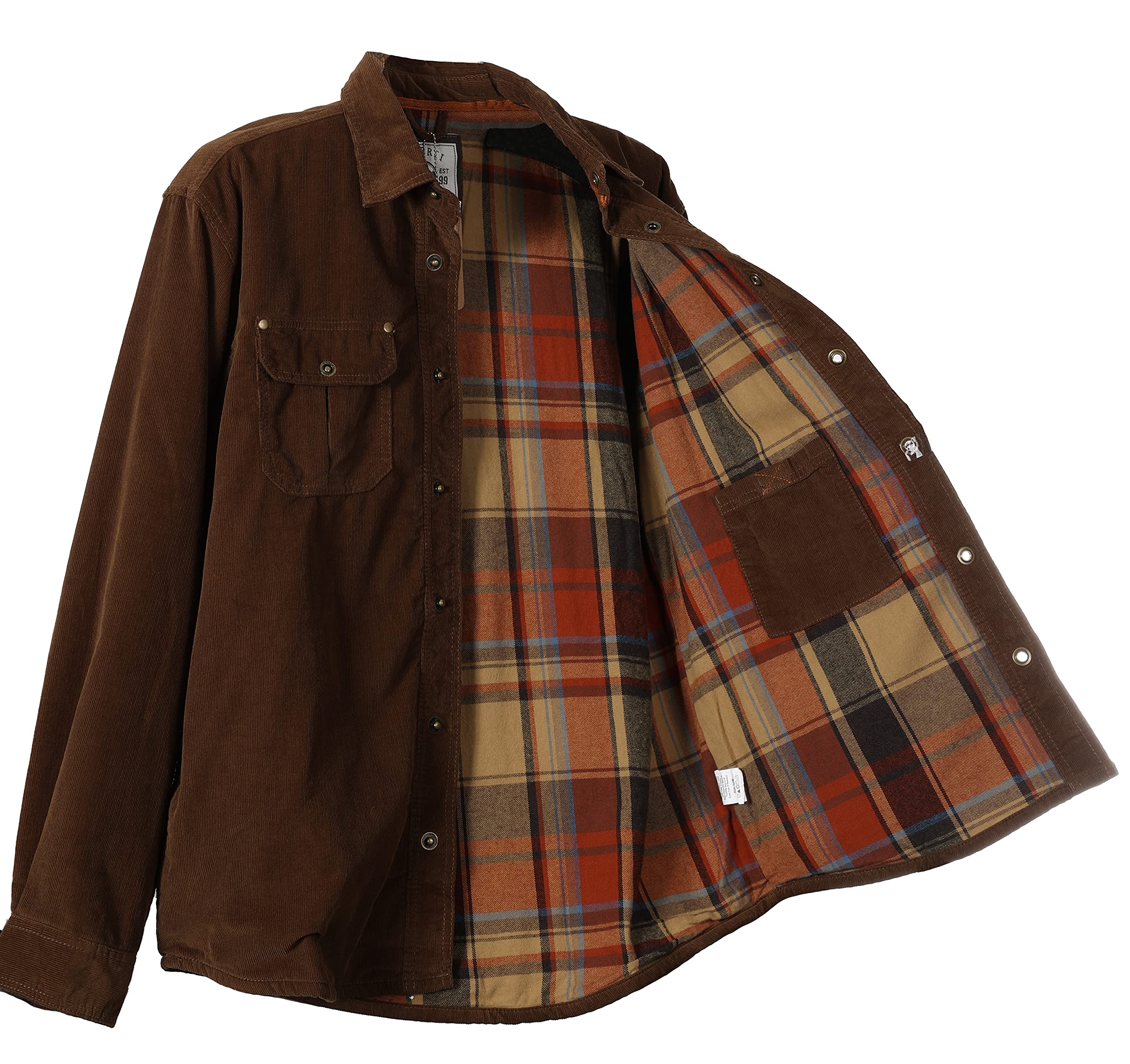 Gioberti Men's 100% Cotton Extremely Soft Corduroy Shirt Jacket with Flannel Lining, Camel, L