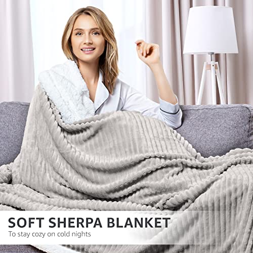 Sherpa Blanket Fleece Throw β 60x80, Pearl Grey β Soft, Plush, Fluffy, Warm, Cozy, Thick β Perfect for Bed, Sofa, Couch, Chair