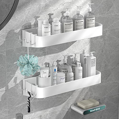 KOKSRY Wall Mounted Shower Caddy, Shower Shelf for inside Shower, No Drilling Shower Caddy with Soap Holder for Bathroom Organizer