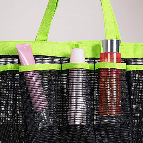 uxcell Portable Caddy with 7 Mesh Storage Pockets, Quick Dry Shower Tote Bag Oxford Hanging Toiletry and Bath Organizer for Shampoo, Conditioner, Soap Other Bathroom Accessories, Green