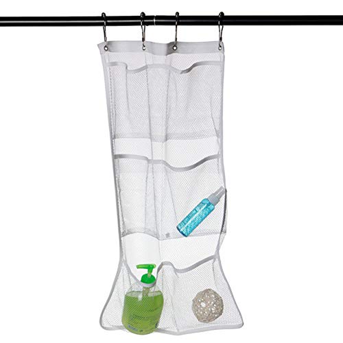 Lohas Select Quick Dry Mesh Pockets Fabric Bathm,Hanging Mesh Pockets Shower Organizer,Shower Hanging Mesh Organizer,Quick Dry Storage Bathroom Accessories with 6-Pocket, 4 Hooks