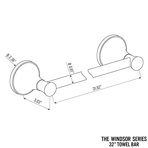 Bennington Windsor 32-in. Towel Bar Holder Rack Bath Hardware Bathroom Accessory, Satin Nickel
