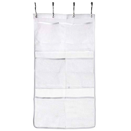Lohas Select Quick Dry Mesh Pockets Fabric Bathm,Hanging Mesh Pockets Shower Organizer,Shower Hanging Mesh Organizer,Quick Dry Storage Bathroom Accessories with 6-Pocket, 4 Hooks