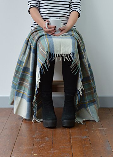 The Tartan Blanket Co. Recycled Wool Knee Blanket Stewart Muted Blue Tartan 28" x 65"